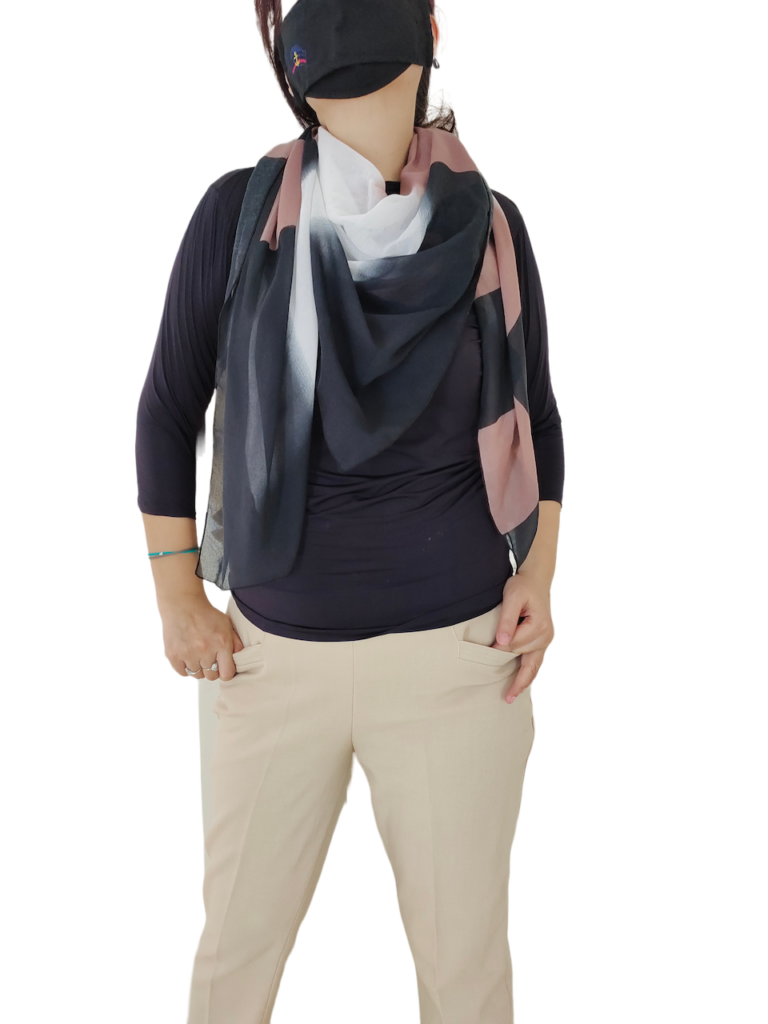 Syal Leher Motif Scarf Leher Voal Pasmina Persegi Empat Hitam Coklat ...