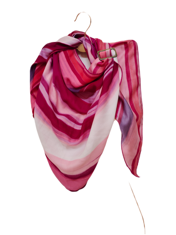 Syal Segitiga Syal Korea Scarf Leher Satin Pink Lurik Scarf Kepala ...