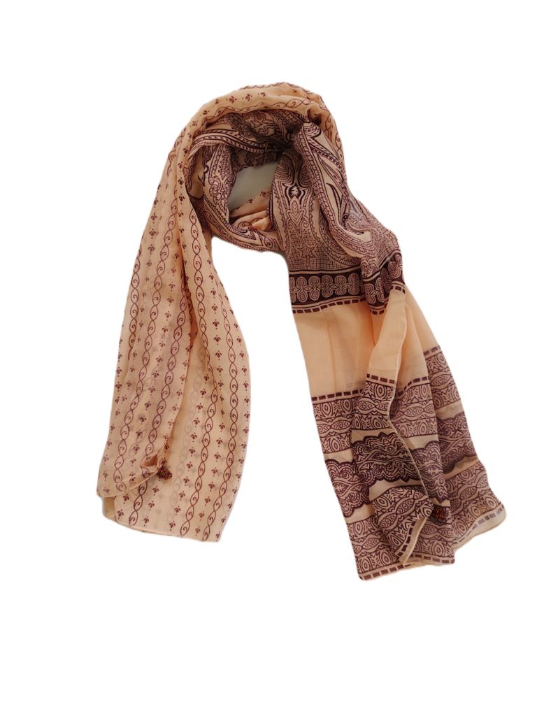 Scarf Leher Pashmina Motif Selendang Scarf Leher GESYAL Voal Peach ...